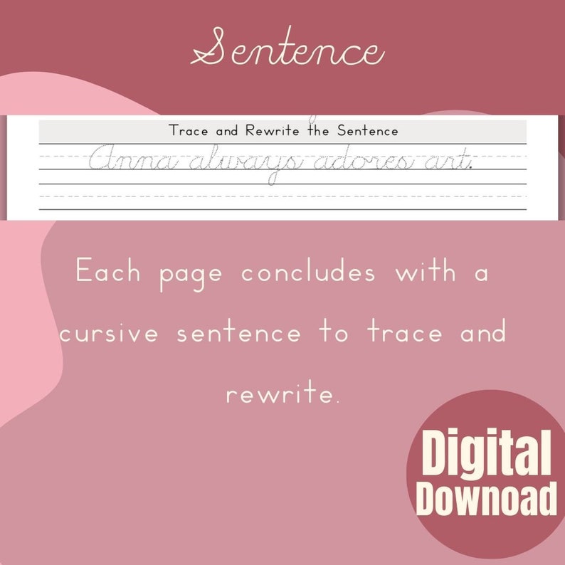 26-page Cursive Alphabet Practice Workbook: Letters, Connectors, Words ...