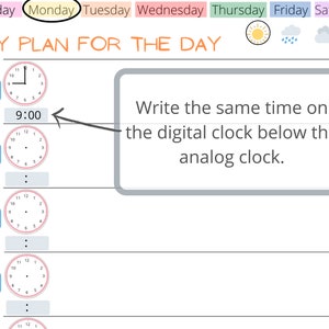 Printable Daily Kids Schedule With Learning Clock -visual Routine ...