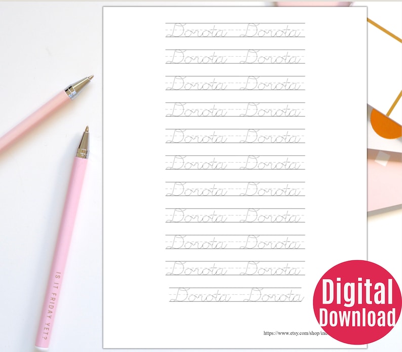 Printable Custom Cursive First and Last Name Tracing Sheet for Adults ...