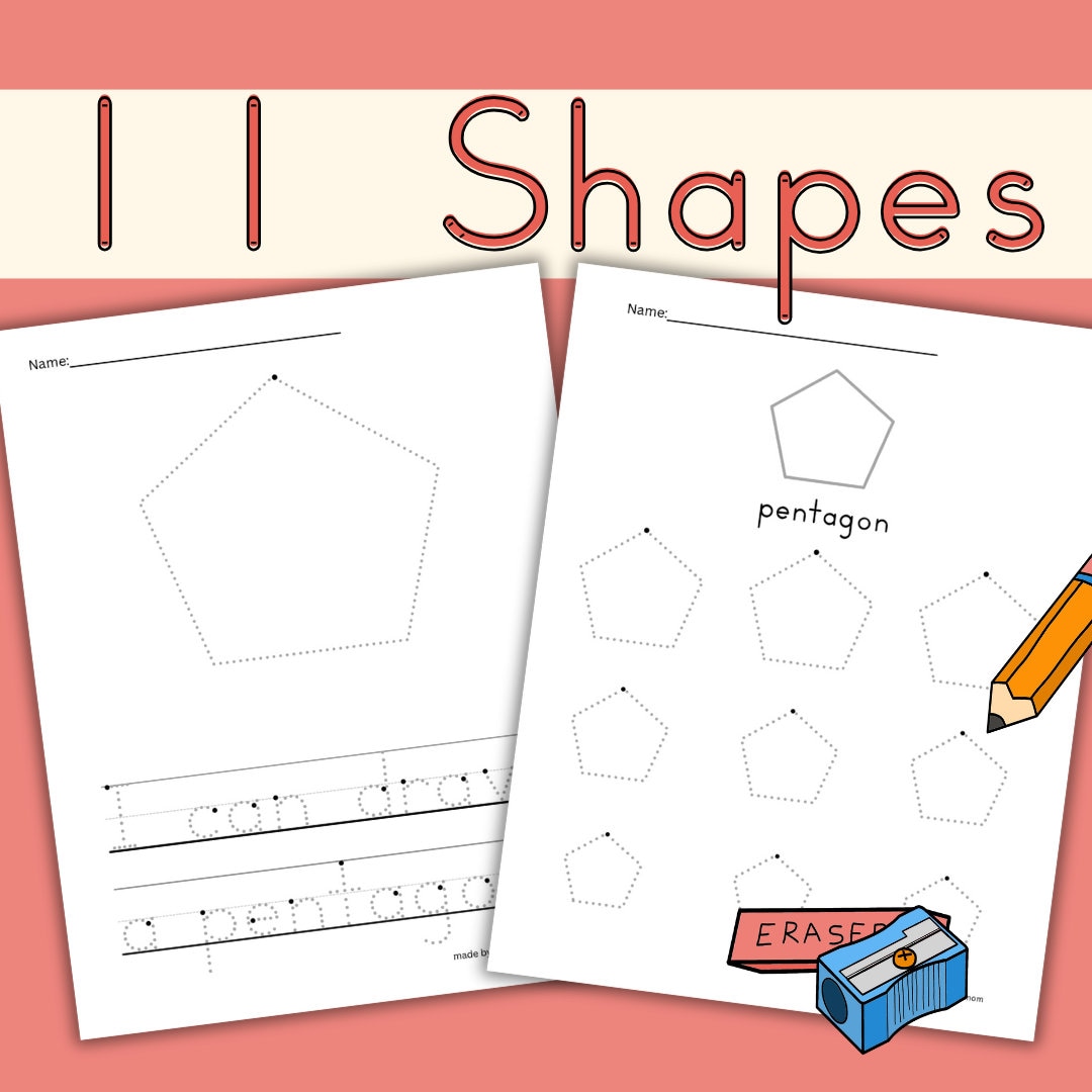 Preschool 2D Shape Tracing Worksheets Printable Homeschool Bundle 11 ...