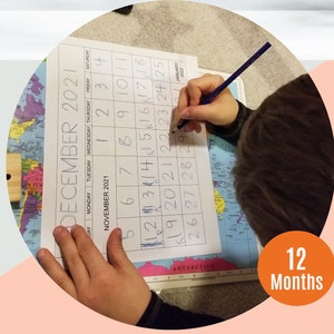 Printable Kids Monthly Calendar for 2024 With Dotted Numbers to Trace ...