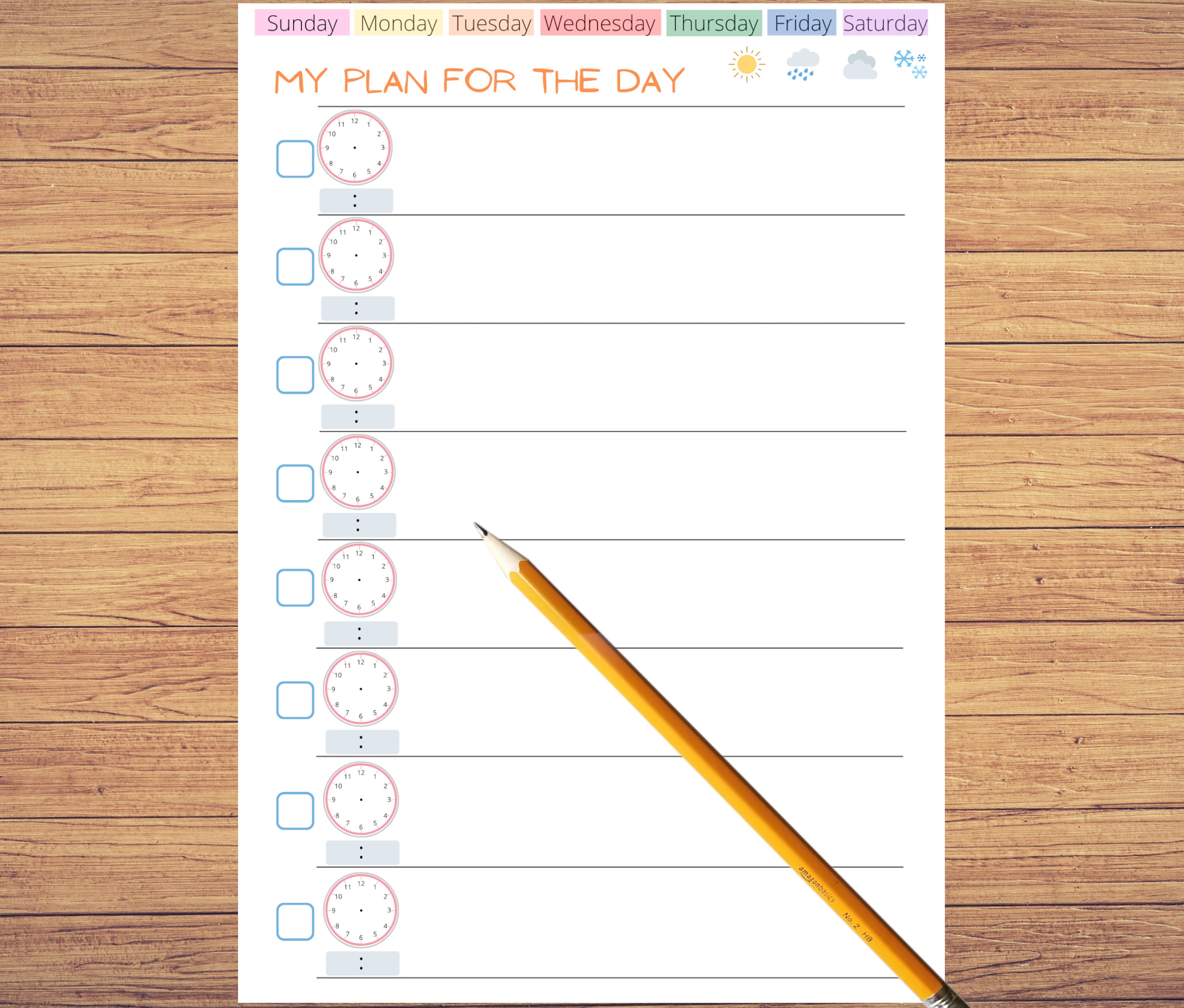 Printable Educational Daily Kids Schedule for Learning Clock and ...