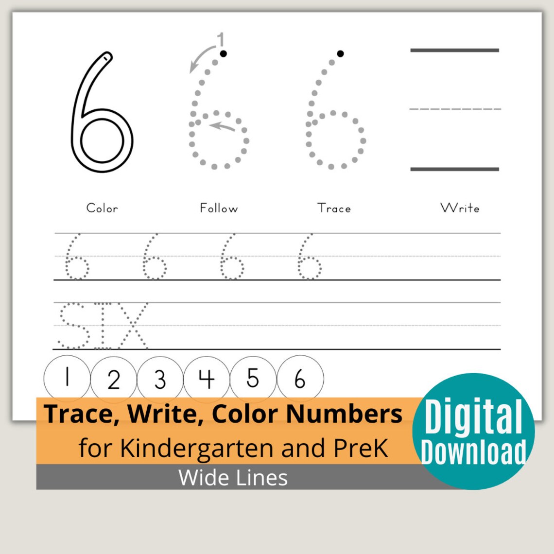 Preschool Number Writing Practice Worksheet Printable, Tracing Numbers ...