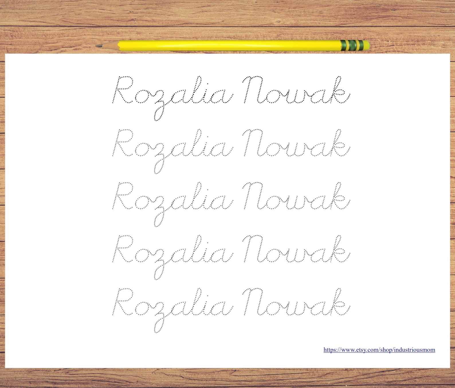 Personalized Cursive Writing Practice Worksheet Printable Script First ...