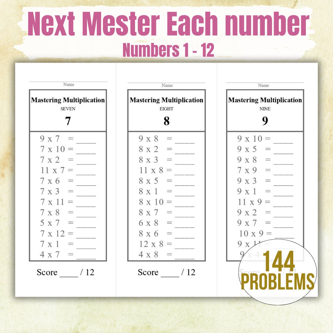 Printable Daily Multiplication Drills Multiplication 1 to 12 Problems ...