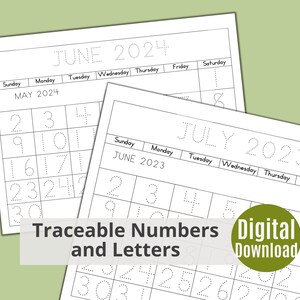 Kids Calendar With Traceable Numbers, School Year Calendar 2023 2024 ...