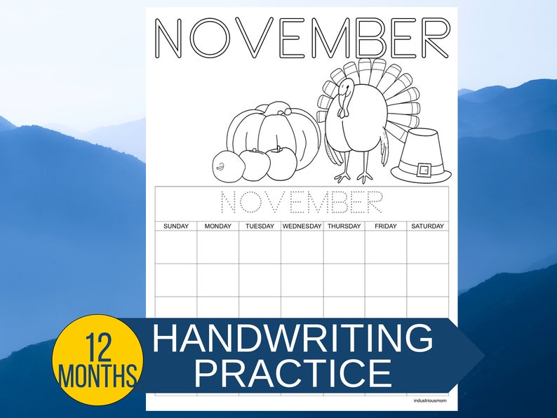 Blank Monthly Calendar Template With Space to Write Numbers and a ...