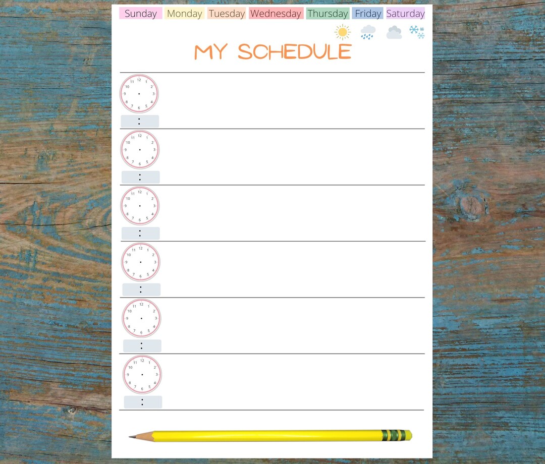 Kids' Daily Schedule and Time Management Chart Printable - Etsy Australia