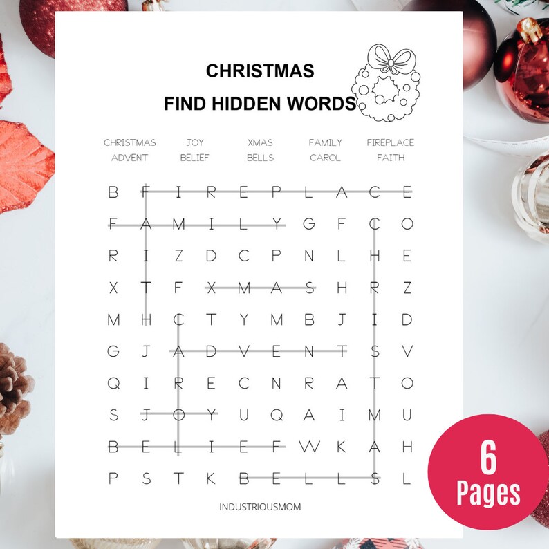Christmas Word Search for Kids in Kindergarten 1st and 2nd - Etsy