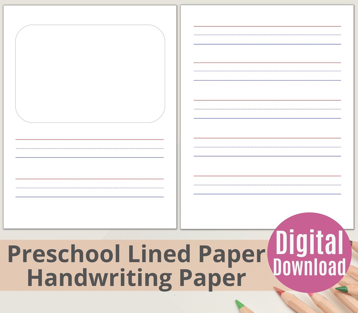 Kindergarten Lined Paper Printable - Handwriting Paper - Story Writing ...