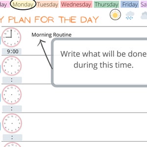Printable Daily Kids Schedule With Learning Clock -visual Routine ...