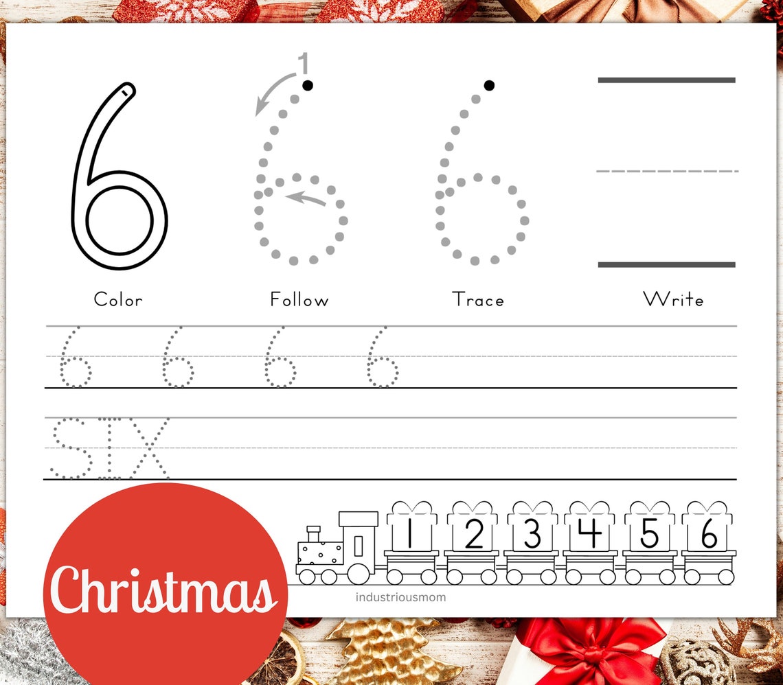 Printable Christmas-inspired Worksheets With Tracing Numbers 1 - Etsy