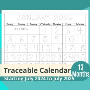 Educational Printable Kids Calendar for the School Year 2024-2025 With ...