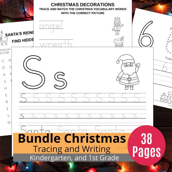 Christmas Number Tracing Worksheets - Etsy