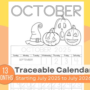 Printable Kids Calendar 2025/2026 – Monthly Tracing Calendar for ...