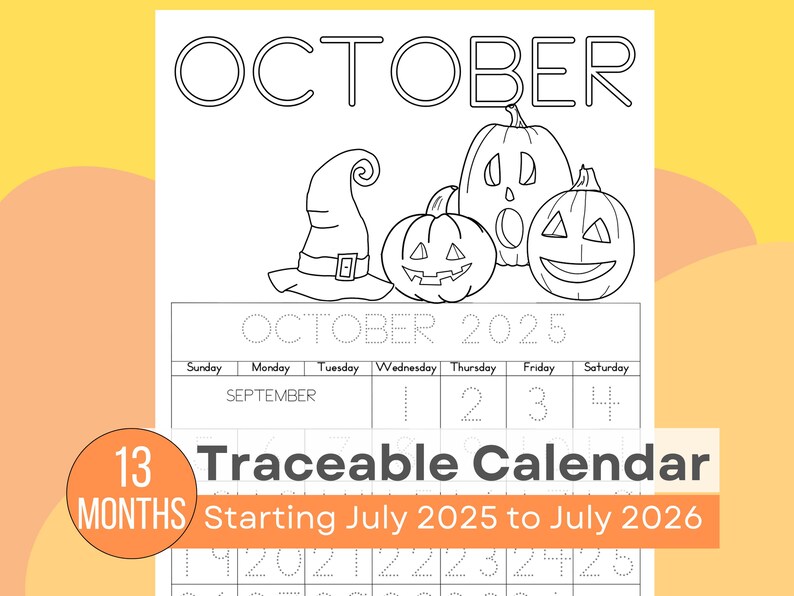 Printable Kids Calendar 2025/2026 – Monthly Tracing Calendar for ...