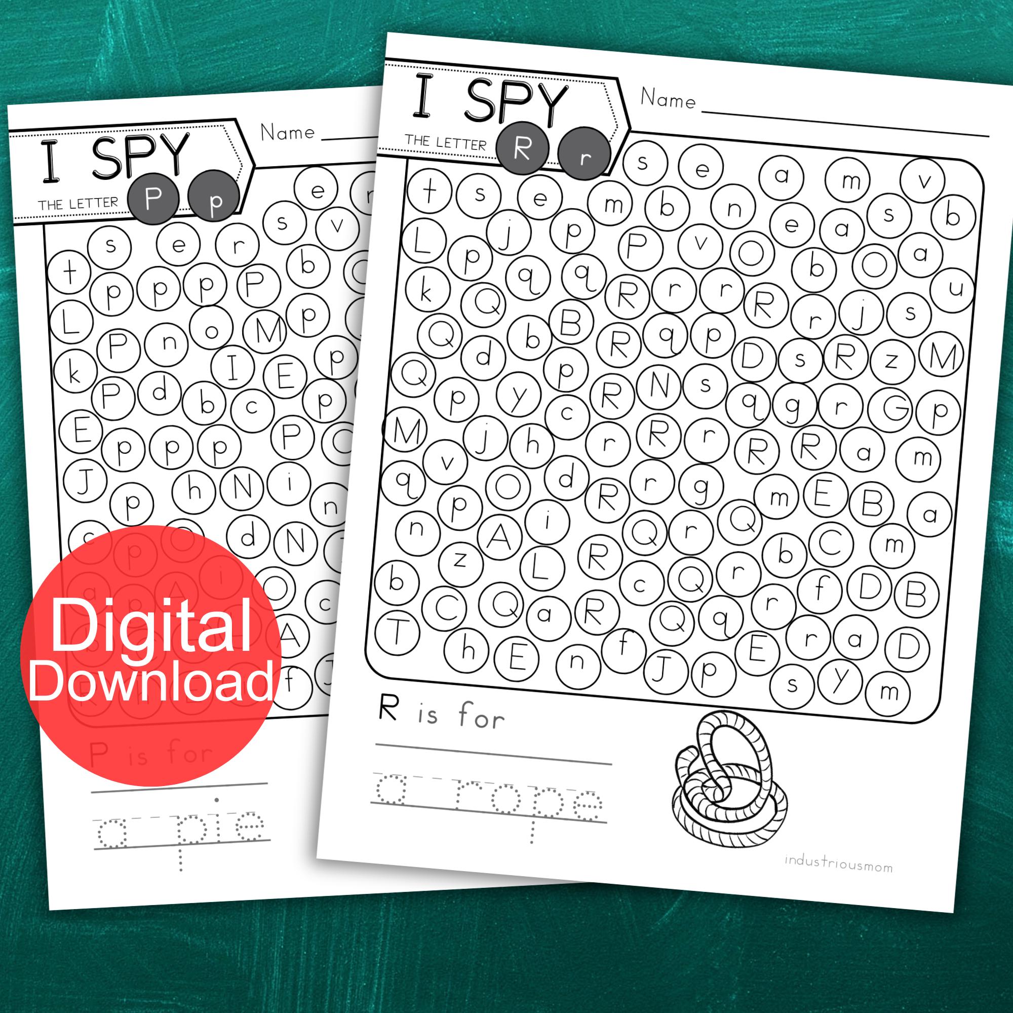 I Spy Alphabet Dot Marker Worksheets – A-Z Find the Letter Activity PDF ...