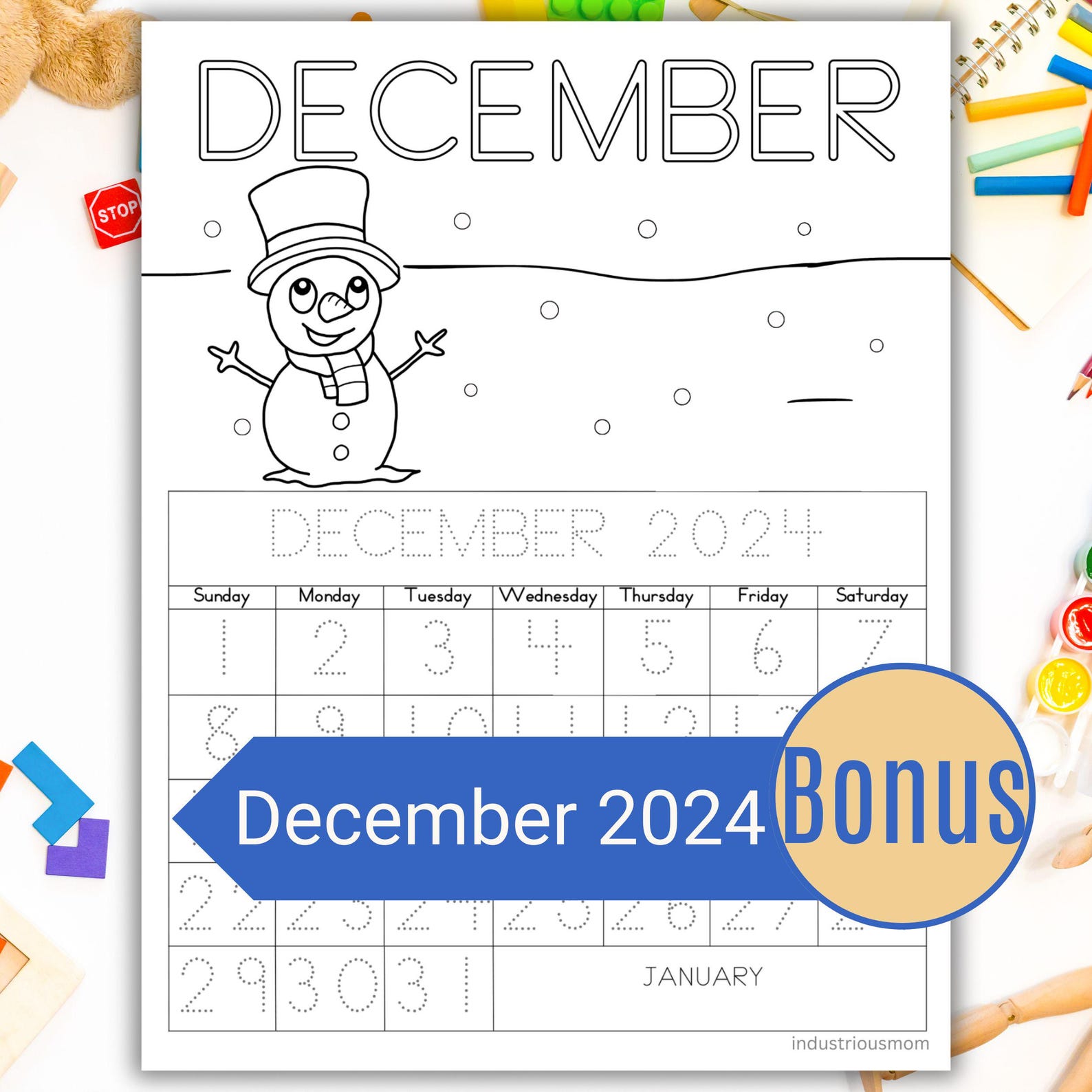 2025 Printable Kindergarten and Preschool Calendar With Traceable ...