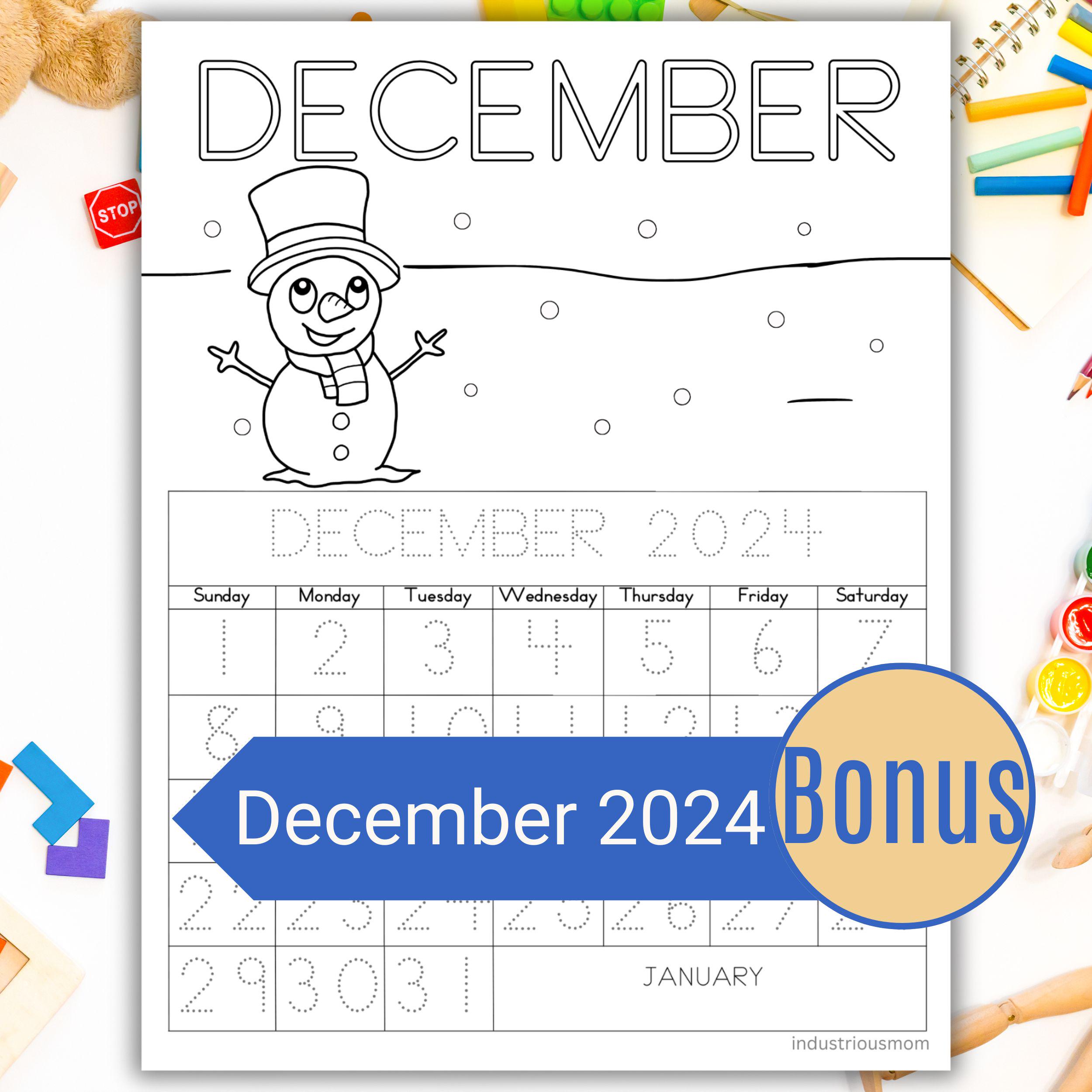 2025 Printable Kindergarten and Preschool Calendar With Traceable ...