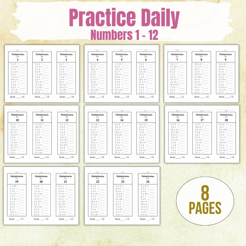 Learn and Practice Daily Multiplication - Multiplication 1 to 12 ...