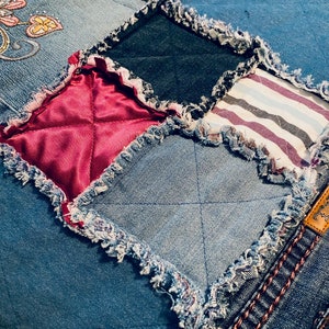 Denim Angel Queen Size Patchwork Rag Quilt - Etsy
