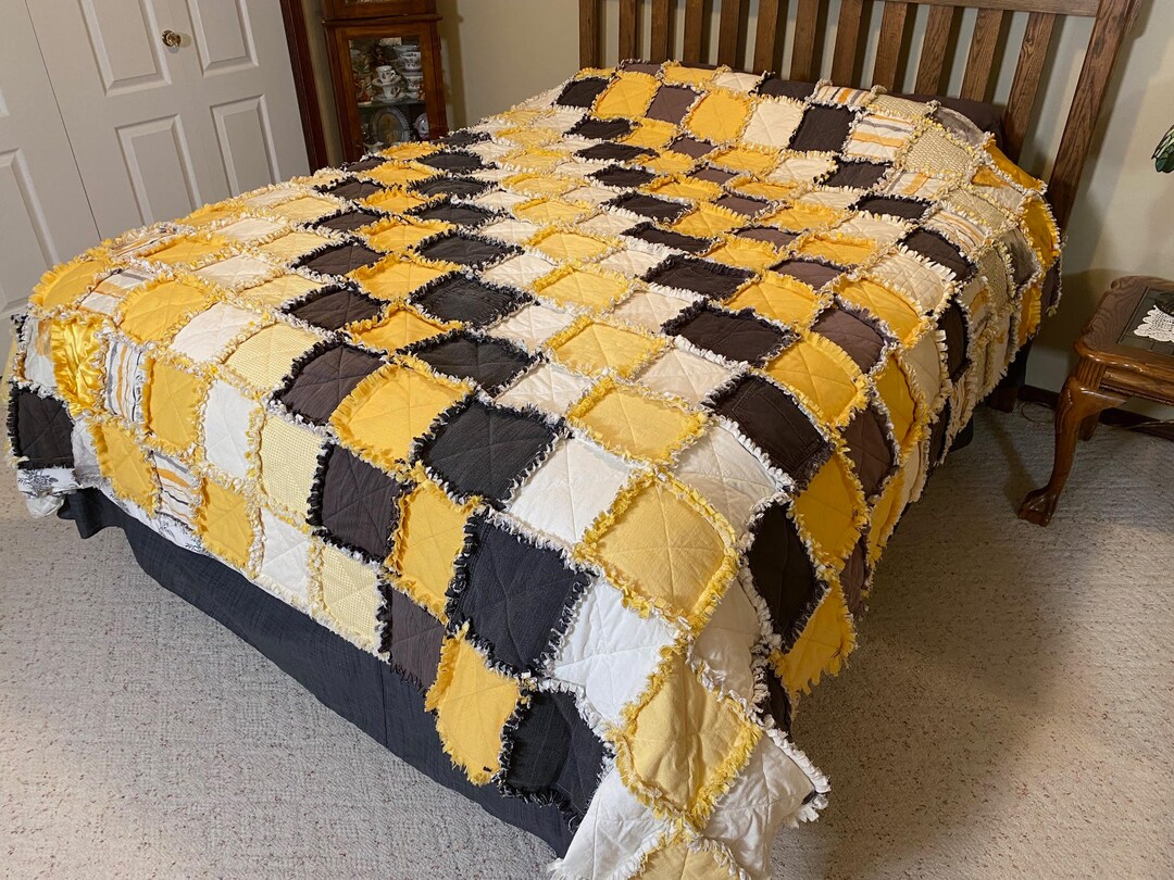 Oh Bee Hive - Queen Size Patchwork Rag Quilt - Etsy
