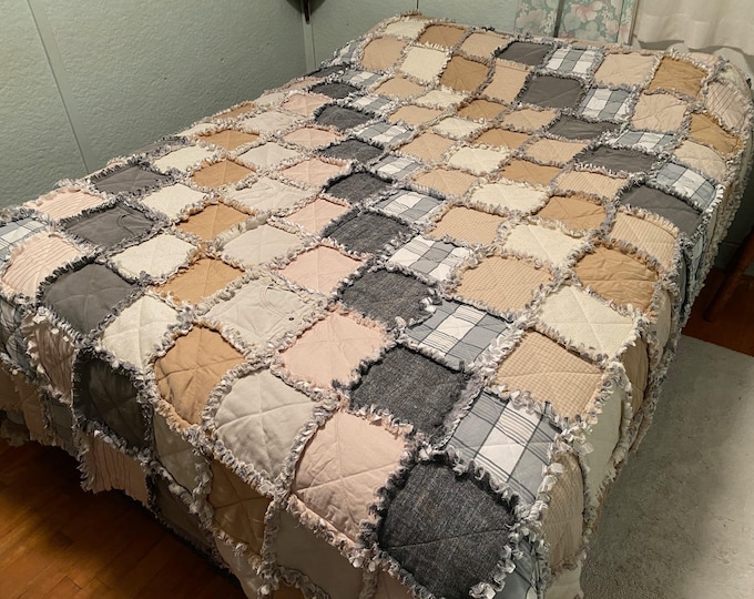 Garden Magic Queen Rag Quilt - Blues, Pinks, Greens, White, Cream - Etsy