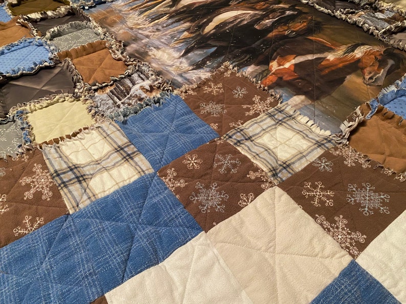 Wild Horse Country King Size Size Patchwork Rag Quilt Set - Etsy