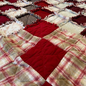 Red Satin & Lace Queen Size Patchwork Rag Quilt - Etsy