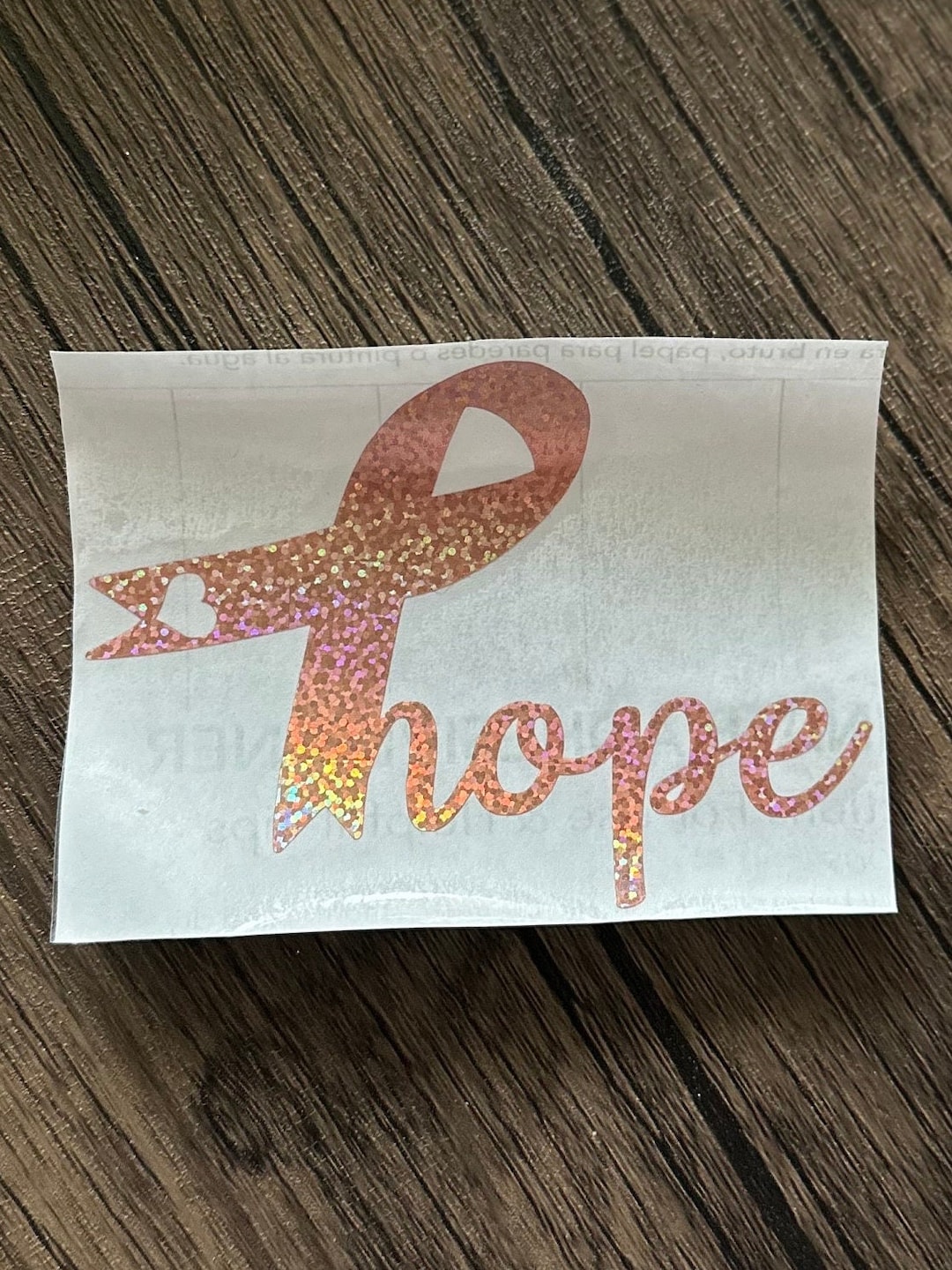 Hope Ribbon Decal- Breast Cancer Awareness Sticker- Sparkly Pink Hope ...
