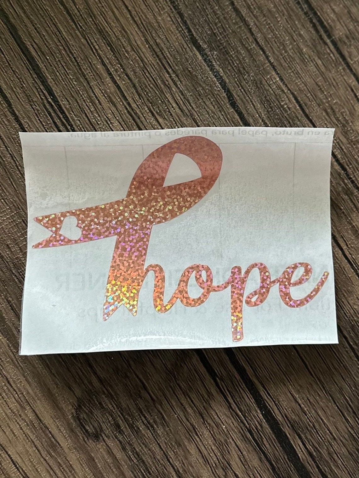 Hope Ribbon Decal- Breast Cancer Awareness Sticker- Sparkly Pink Hope ...
