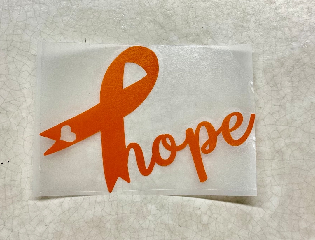 Hope Ribbon Decal- Leukemia Awareness Sticker- Orange Hope Ribbon ...