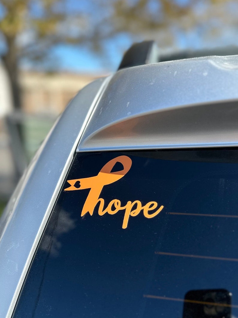 Hope Ribbon Decal- Leukemia Awareness Sticker- Orange Hope Ribbon ...