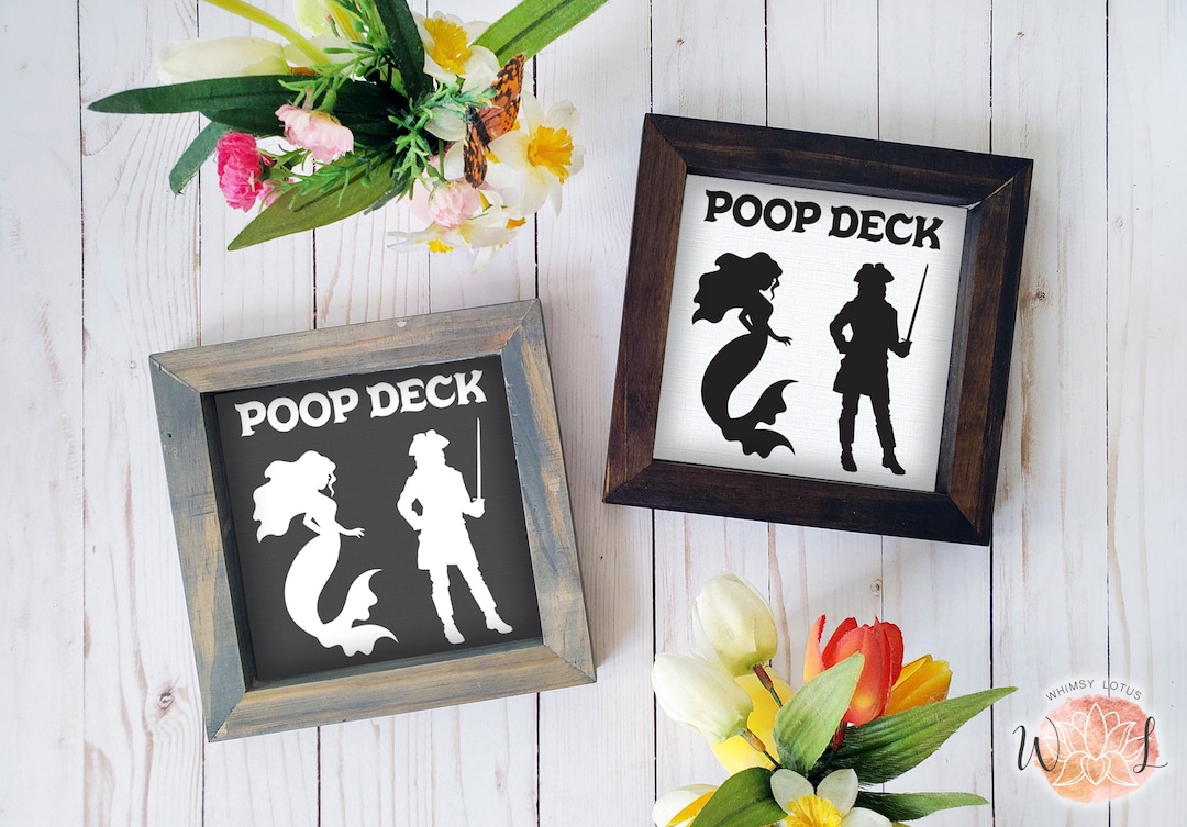 Poop Deck Mermaid Pirate Restroom Sign: Rustic Framed Wood Decor - Etsy