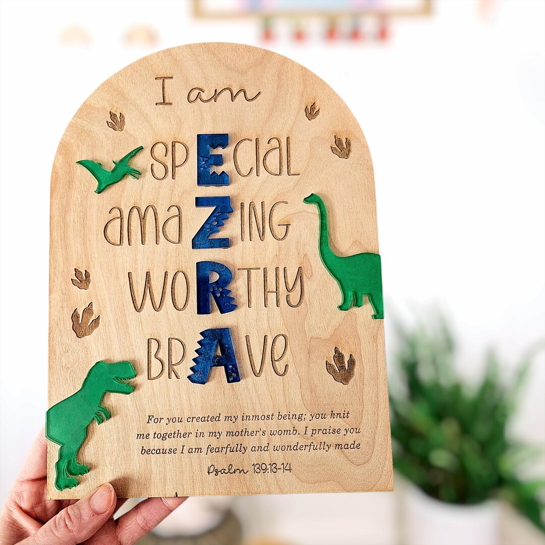Personalized Dinosaur Affirmation Sign: Kids Nursery Decor - Etsy