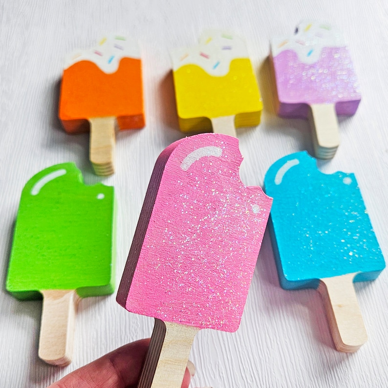 Chunky Wooden Popsicle Decor: Summer Tier Tray Accent - Etsy