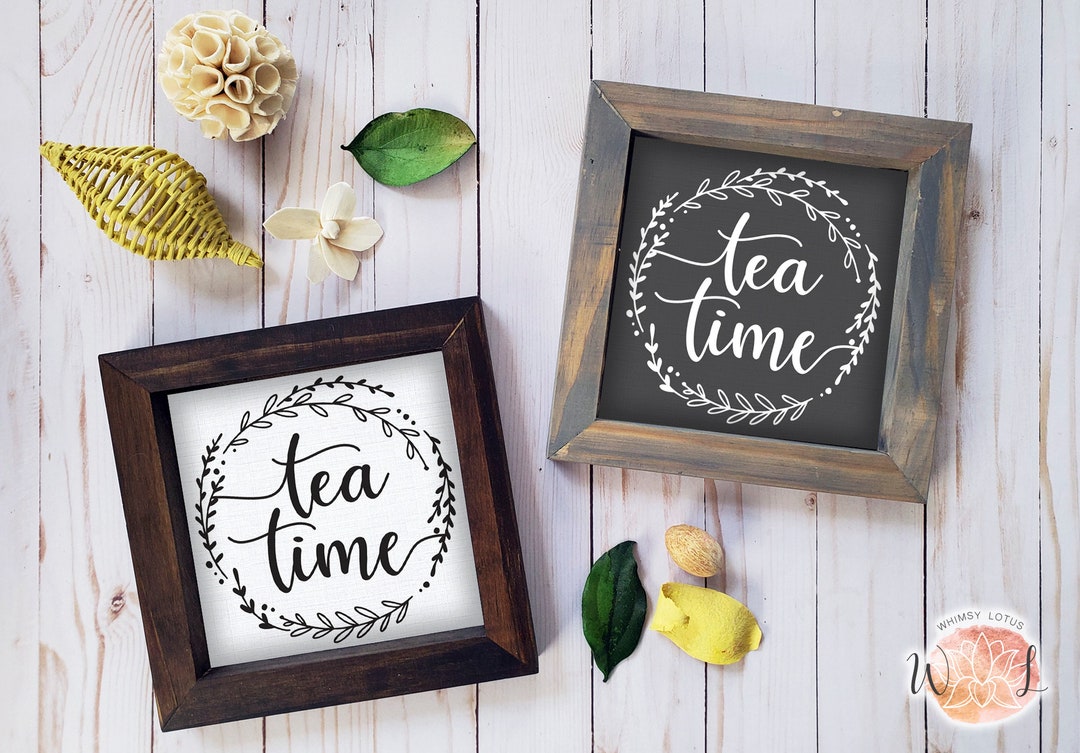 Tea Time Rustic Farmhouse Kitchen Wood Sign, Framed Kitchen Sign - Etsy