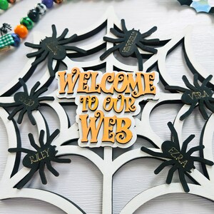 Personalized Halloween Family Name Wood Sign Welcome to Our Web Family ...