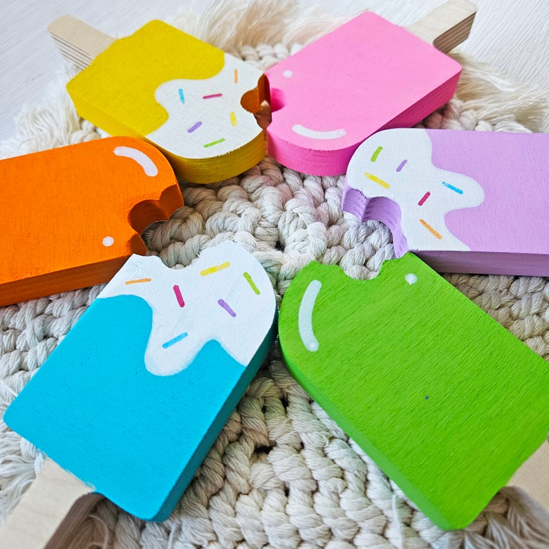 Chunky Wooden Popsicle Decor: Summer Tier Tray Accent - Etsy