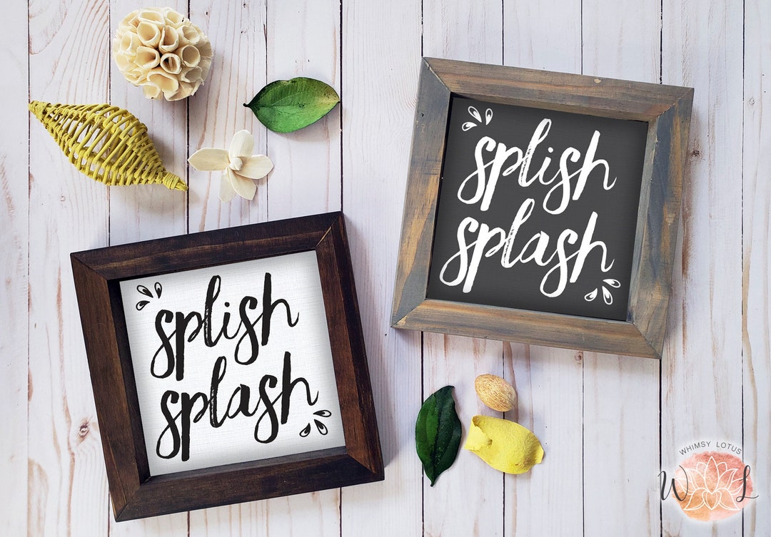 Splish Splash Rustic Farmhouse Bathroom Wood Sign, Funny Humor Framed ...