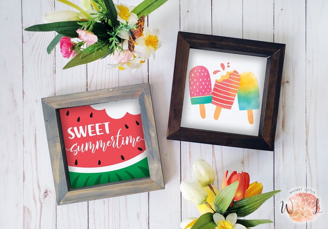Sweet Summertime Watermelon Popsicle Rustic Farmhouse Wood Sign, Framed ...