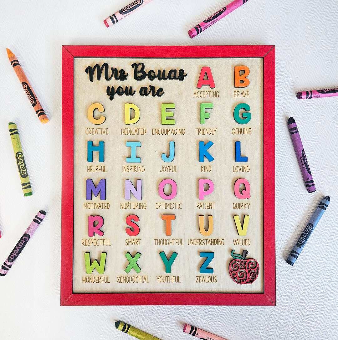 Personalized Teacher Abcs Alphabet Wood Sign Teacher Appreciation Gift ...