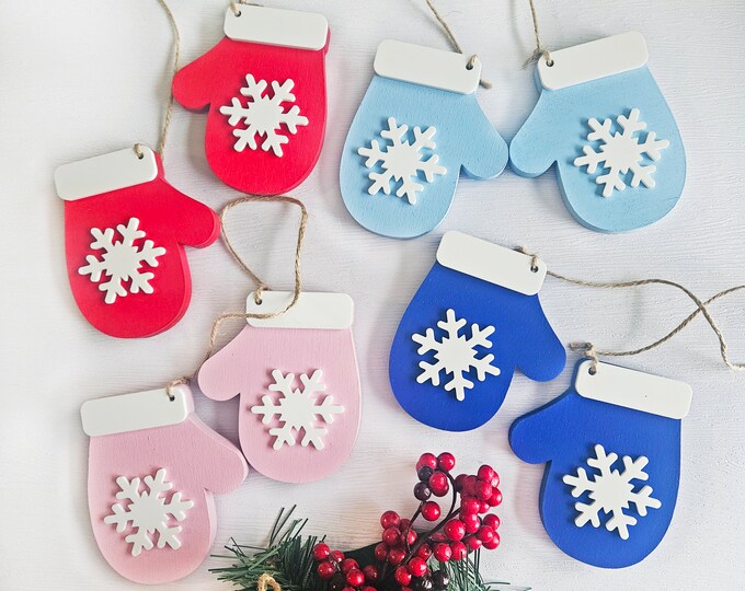 Wood Mittens Tiered Tray Table Winter Home Decor | Christmas Home Decor ...