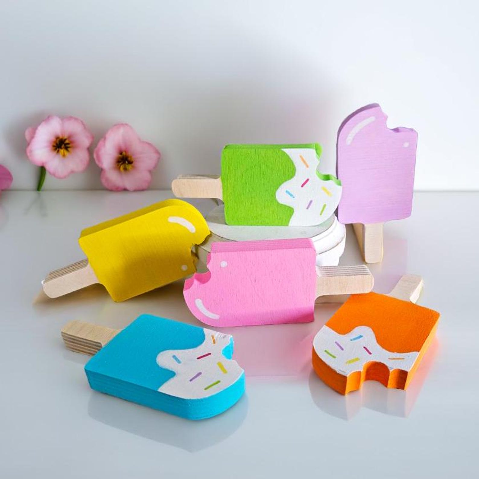 Chunky Wooden Popsicle Decor: Summer Tier Tray Accent - Etsy