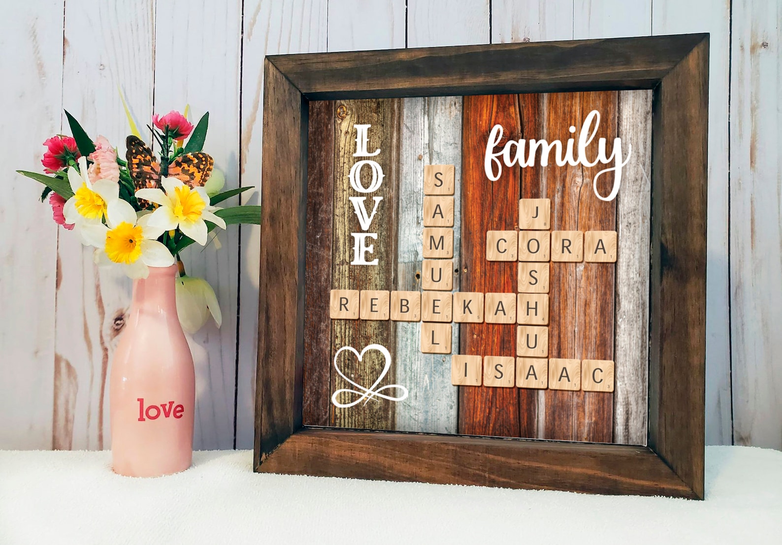 Scrabble Family Name Board Personalized Frame Scrabble Tile Wall Art ...