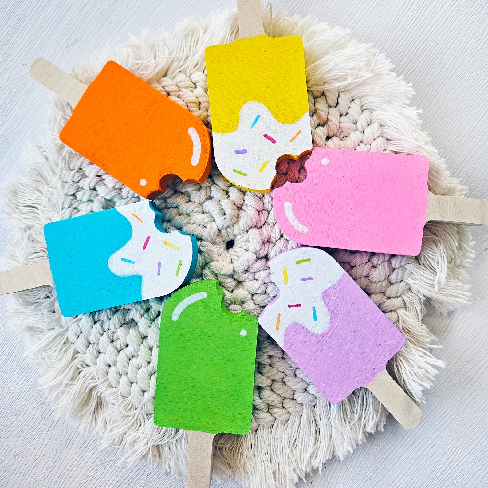 Chunky Wooden Popsicle Decor: Summer Tier Tray Accent - Etsy