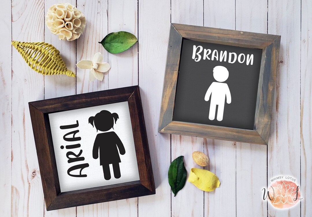 Personalized Kids Restroom Sign: Rustic Farmhouse Framed Wood Decor - Etsy