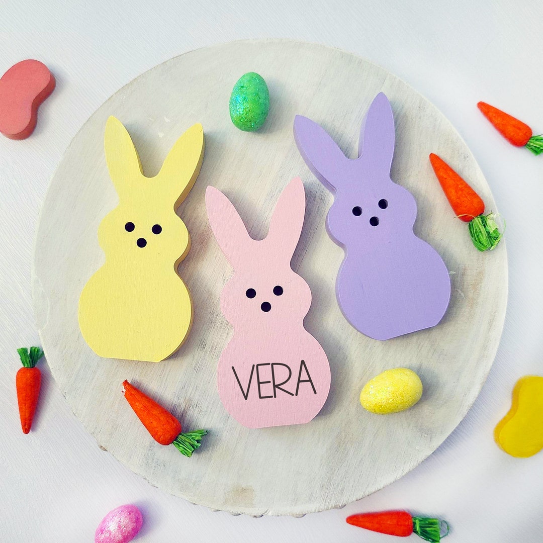 Easter Bunny Wooden Peep Tiered Tray Table Decor Personalized Easter Bunny Decor - Etsy