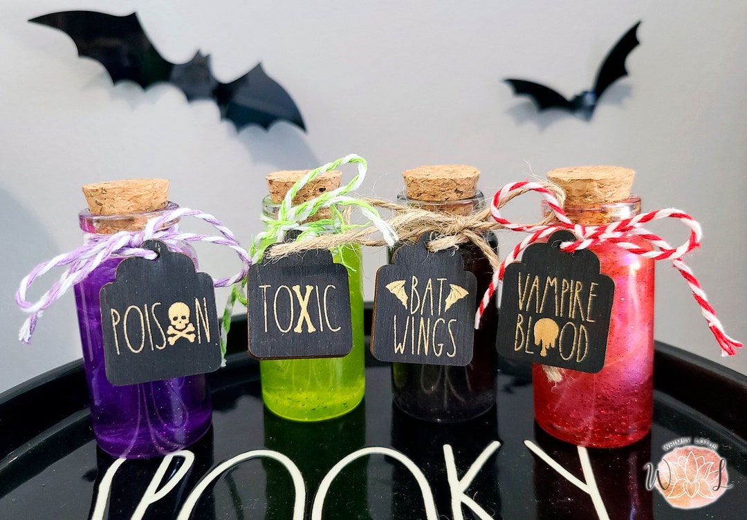 Halloween Mini Potion Apothecary Bottles Trinket Jars Holiday Tiered ...