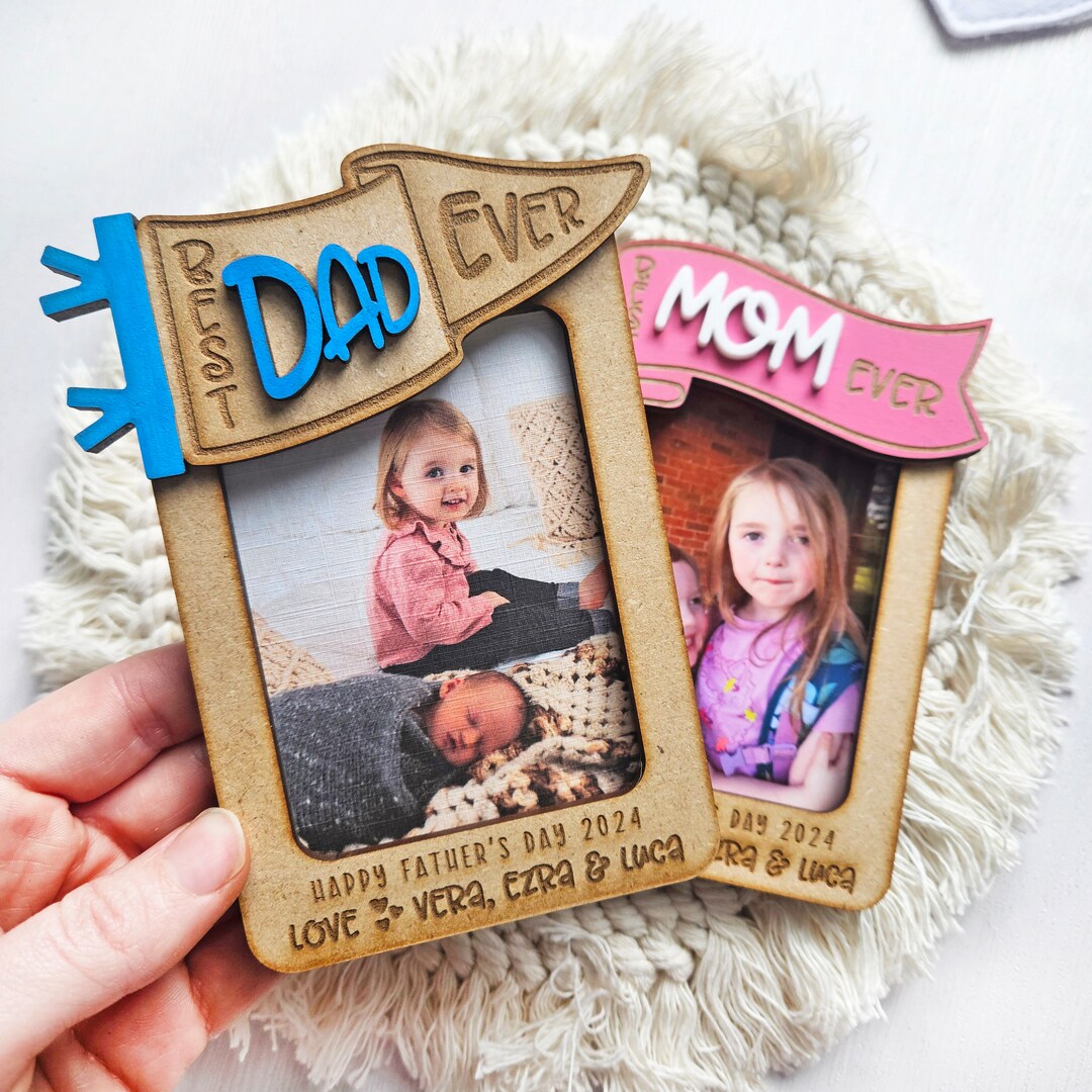 Personalized Father's Day Photo Frame Car Visor Clip Fridge Photo ...